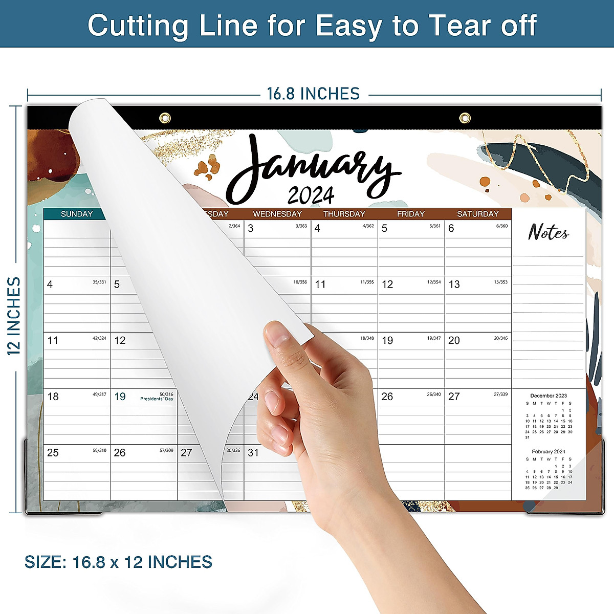 2023-2024 Desk Calendar - 18 Months Large Desk Calendar from Jan 2023 - Jun 2024, 17" x 12", Desk Calendar 2023-2024 with 2 Corner Protectors, Ruled Blocks with Julian Dates, Perfect Desk Calendar