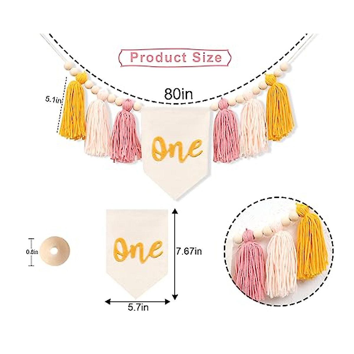 Boho Sun Birthday High Chiar Yarn Tassel Garland Banner - Sunshine 1st Birthday Decoration,Sunshine 1st Birthday High Chair Banner,First Trip Around The Sun High Chair Tassel Garland