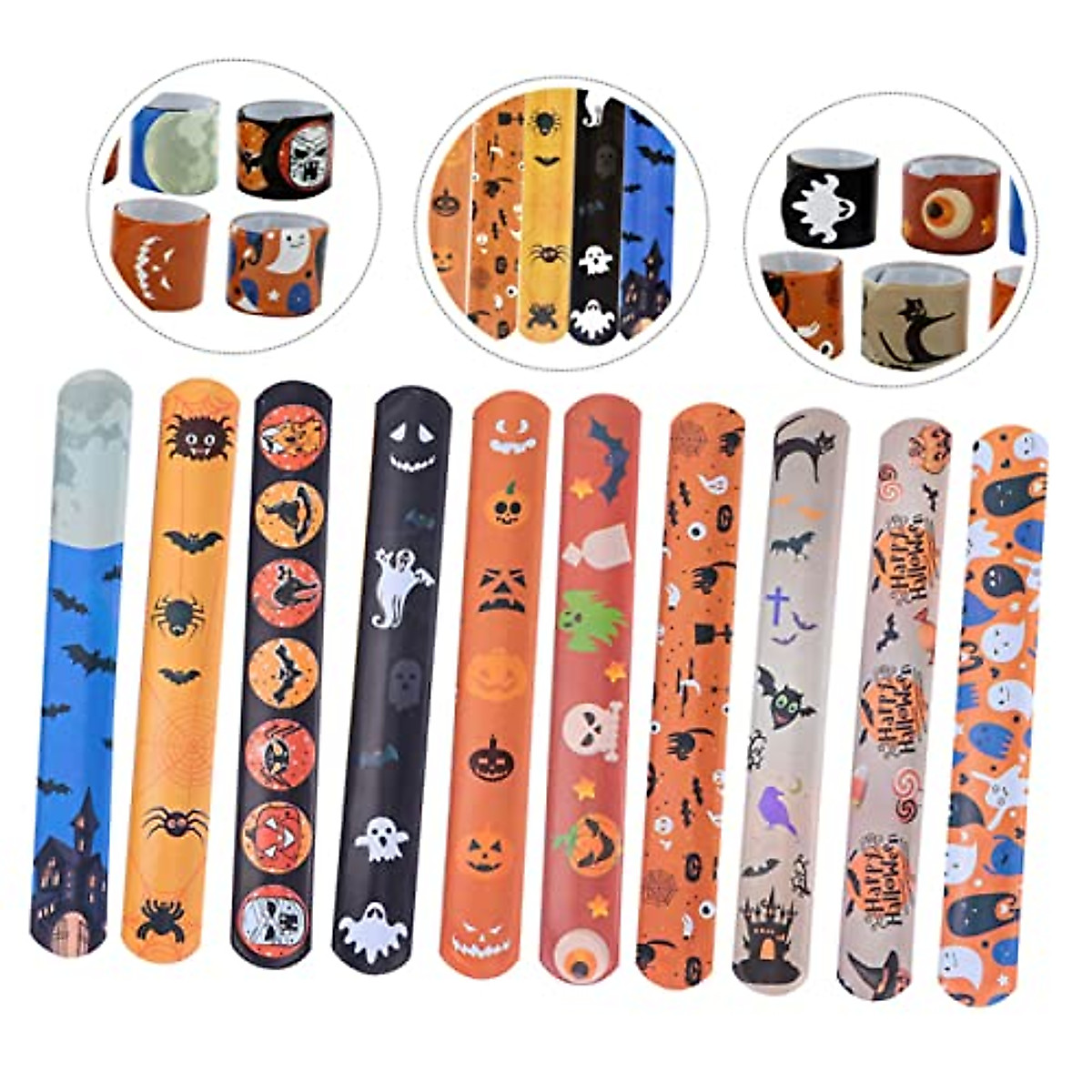 FOYTOKI 250 pcs Fillers Decorations Random Halloween Assorted Classroom Prizes Supplies Decoration Ring Witches Favors Goodie Bag Bracelet Spider Wristbands Bracelets Kids Party Snap Bulk