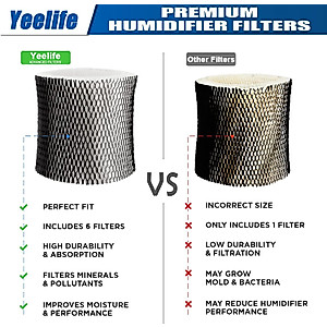 Yeelife 6 Pack HWF65 Humidifier Filter Compatible with Holmes Humidifier Filter, Replacement Humidifier Filter C, HWF65PDQ-U
