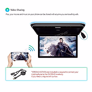 XTRONS 19.5 Inch Car Overhead Player 16:9 Wide Screen 1080P Video Car Roof Mount Monitor Ultra-Thin Flip Down Overhead Car Monitor Supports IR, HDMI, USB, AV Input, Stereo Speakers