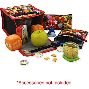 Super Mario Boys Girls 5 piece Backpack Lunch and Snack Bag School Set (One Size, Multicolor)