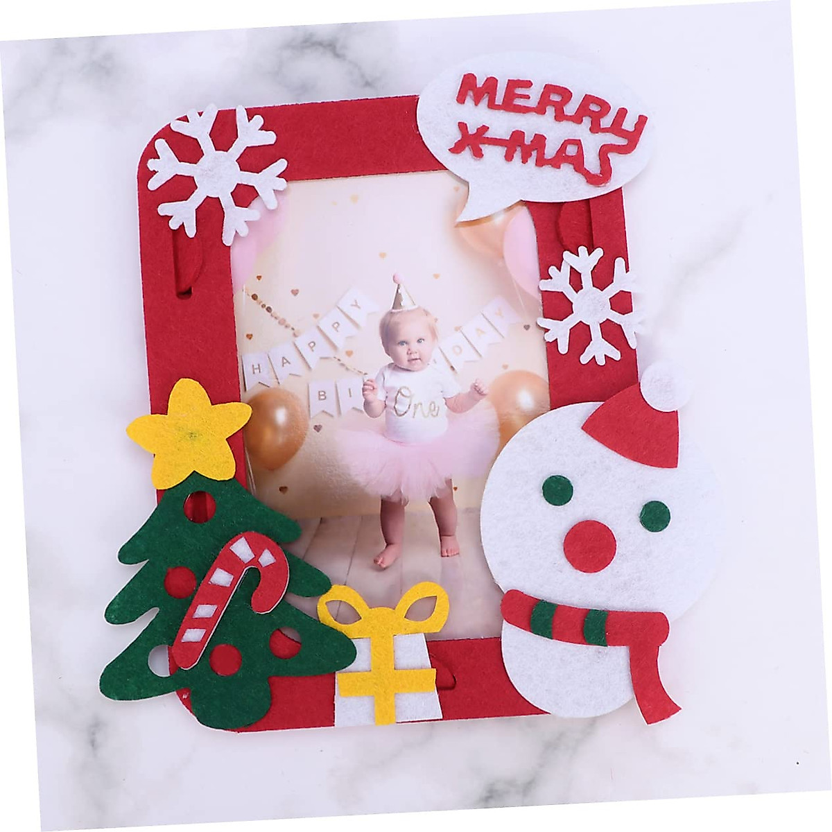 Homoyoyo Christmas Photo Booth Prop Frame Nonwoven Photo Frame Christmas Photo Frame Craft Red Photo Frame Decorative Picture Frames Frame Materials Package Hanging Photo Frame Child Manual