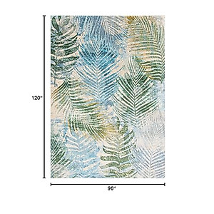 SAFAVIEH Lillian Collection Area Rug - 8' x 10', Blue & Green, Tropical Boho Design, Non-Shedding & Easy Care, Ideal for High Traffic Areas in Living Room, Bedroom (LLN308M)