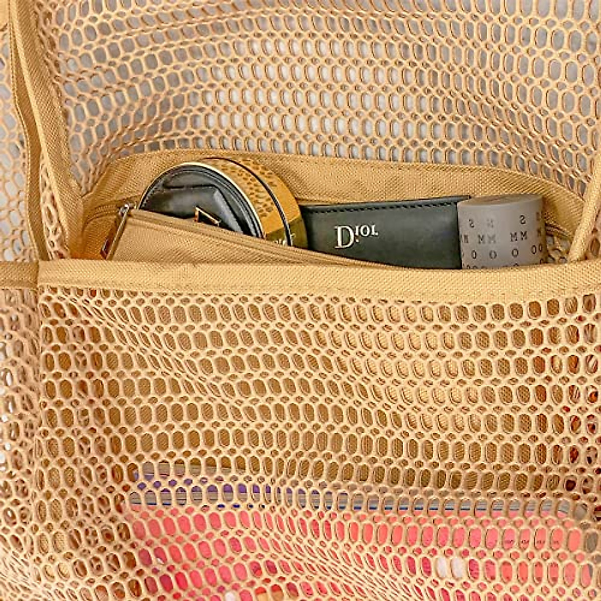 Mesh Beach Tote Womens Large Purse Shoulder Handbag Foldable Travel Satchel Hobo Bag Casual Daypack (Orange)