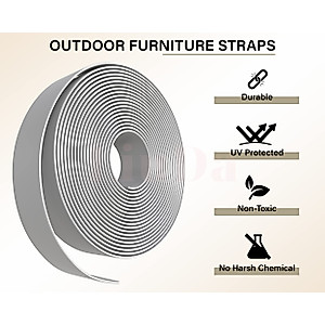 2" x20' ft Vinyl Straps for Patio Chairs Repair Outdoor Lawn Furniture Strapping Matte Finish (Gray) + 20 Free Rivets!