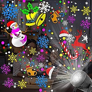 Christmas Projector Lights Outdoor, Holiday Snow Projector with Wireless Remote Control for Landscape Decorative, LED Christmas Light Projector for Xmas Holiday Birthday Party Decoration