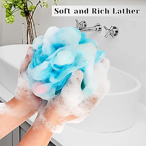 BCKENEY Bath Loofah Shower Sponge Body Back Scrubber Soft Mesh Shower Puffs Exfoliating Loofa for Women & Men Bath Accessories Cleaning Tool (3Pcs 40G S, Sponge Style)