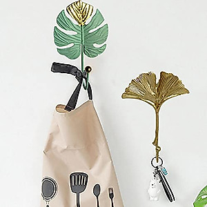 Amosfun 6pcs Plant Tropical Leaf Coat Mask Storage Decorative Reusable Stylish Corridor Leaf- Shaped Modern of Metal Window Things for Bathroom Shaped Utility Decor Iron Clothes