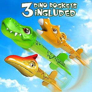 Enkerpro Dinosaur Rocket Launcher for Kids-Fun Outdoor Toys for Toddlers Ages 3 4 5 6 7 Year Old-Boys and Girls Perfect Christmas Birthday Family Party Gift-Dino Toys Stomp Rockets for Outside