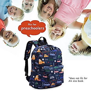 Zicac Children's Cute Canvas Backpack Toddler Backpack (M, Blue Car)