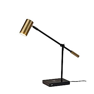 Adesso 4217-01 Collette LED Desk Lamp Wireless Charging, 7W LED, 5W QI, USB Port, Indoor Lighting Lamps , Black