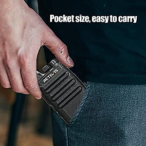 Retevis RT22 Walkie Talkies, Mini 2 Way Radio Rechargeable, VOX Handsfree, Portable, Two-Way Radios Long Range with Earpiece, for Family Kids Road Trip Camping Hiking (2 Pack, Black)