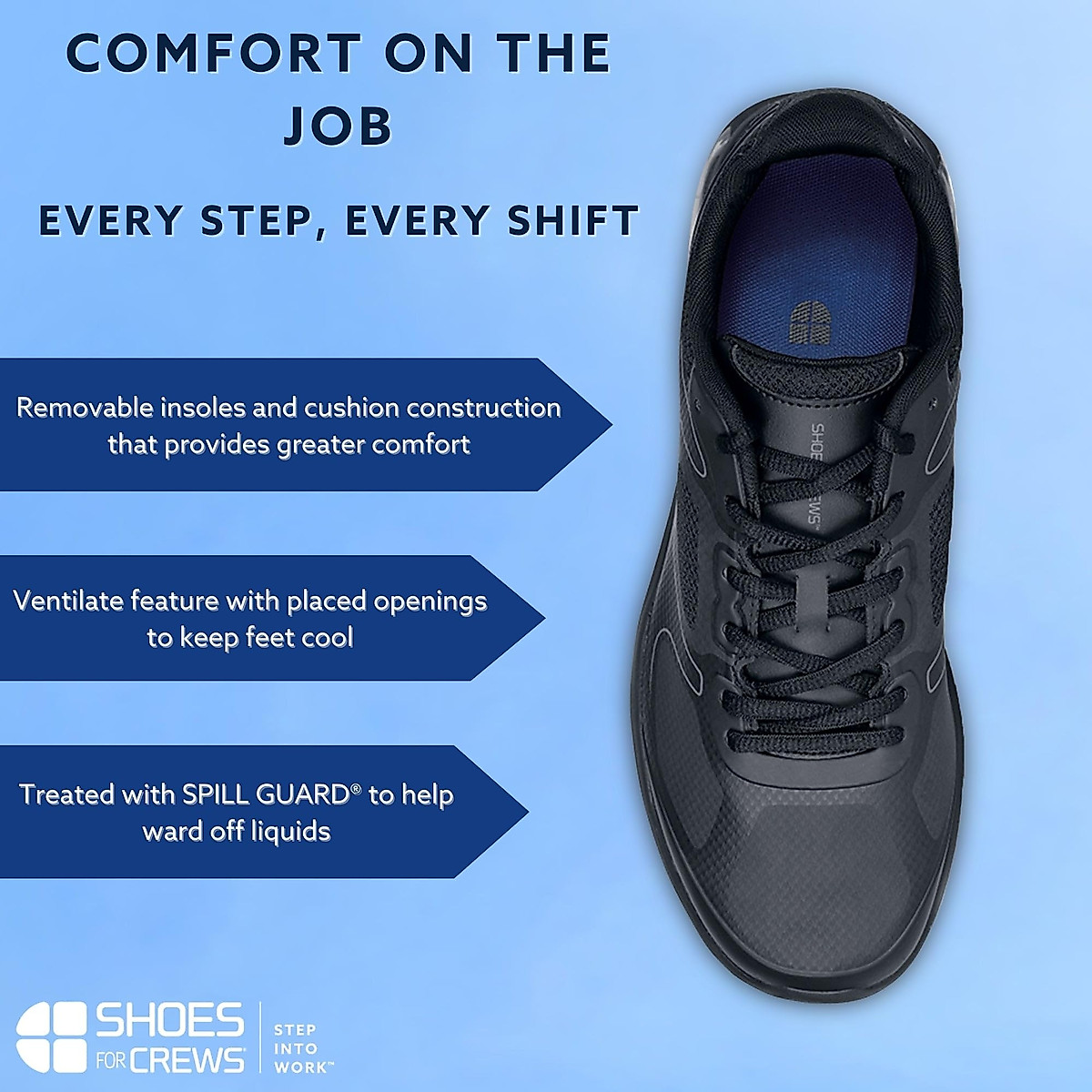 Shoes for Crews Evolution II, Men's Slip Resistant Food Service Work Sneaker Black