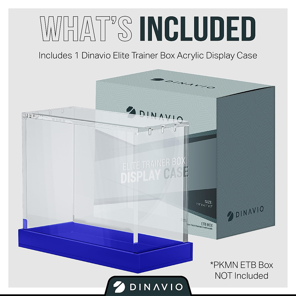 Dinavio Crafthouse Elite Trainer Box Acrylic Case - ETB Protector Case - Elite Trainer Box Protector - 8mm + 5mm Acrylic 5x3mm Magnets - Compatible with PKMN ETB Boxes (Black Base)