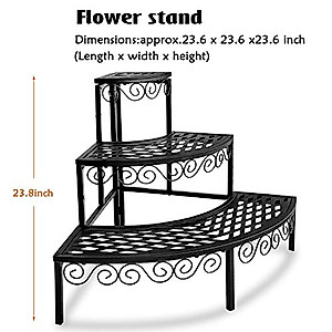 FOYUEE Corner Plant Stand Outdoor Metal 3 Tier Stands For Multiple Plants Ladder Potted Indoor Shelf Holder Rack