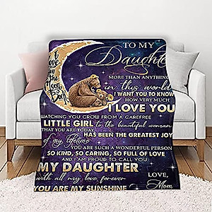 WOLMAZEN Blanket Daughter Gifts from Mom, Gift for Daughter, Bear Blanket Cute Funny Bear Animal Throw Blanket for Couch and Bed, Birthday Gifts