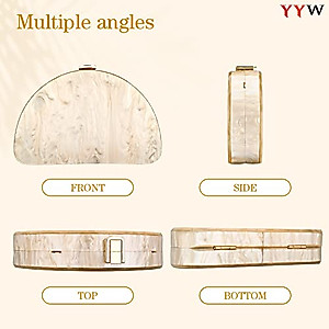 Clutch Purses Women Semicircle Evening Bag Crossbody Bag for Women Elegant Handbags for Wedding Cocktail Party Prom Banquet (Apricot)