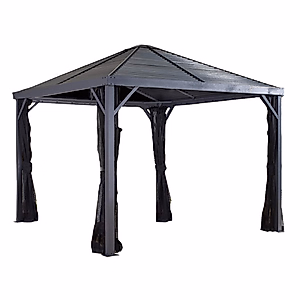 Sojag 10' x 10' Sanibel Hardtop Gazebo Outdoor Weather-Resistant Aluminum Frame Sun Shelter
