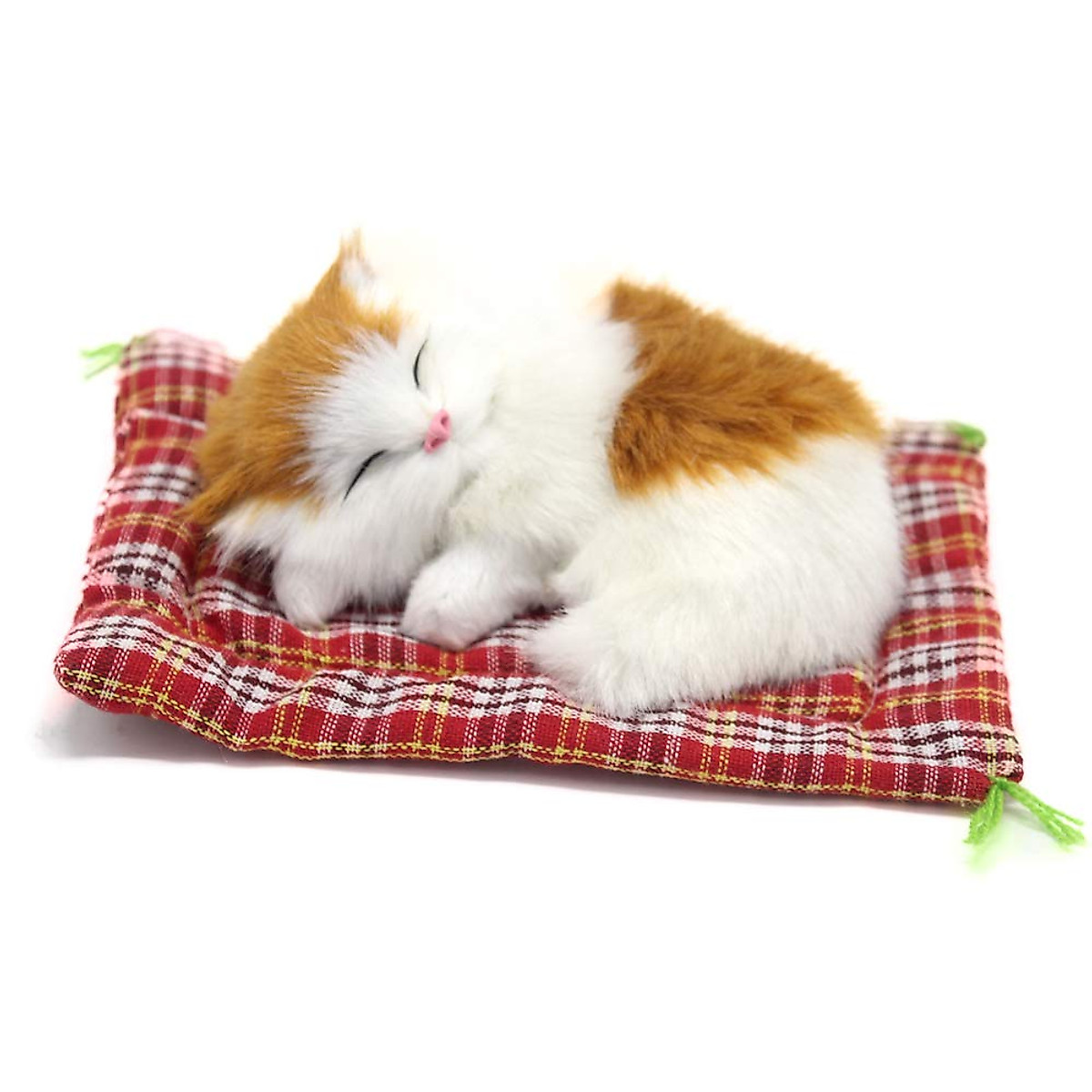 Coolayoung 2Pcs Sleeping Cat on Pad Doll Toy, Cute Mini Kitten on Pad with Meows Sounds Decor Hand Toy Gift for Kids Boys Girls