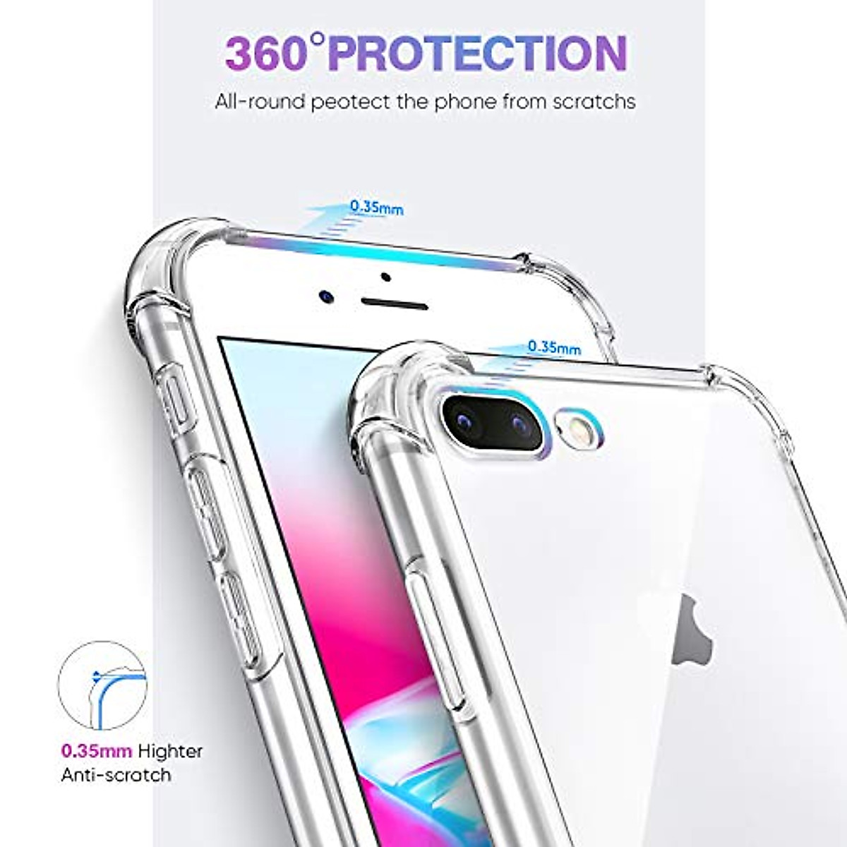 ORIbox Case Compatible with iPhone 7 Plus Case, Compatible with iPhone 8 Plus Case, with 4 Corners Shockproof Protection