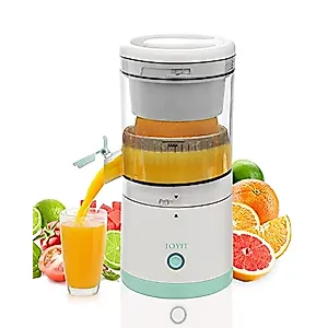 JOYIT Orange Juice Squeezer – USB Rechargeable Electric Citrus Juicer, Wireless Portable Orange Juice Machine, Premium Electric Juicer for Lemon Tomato Grape Watermelon (White)