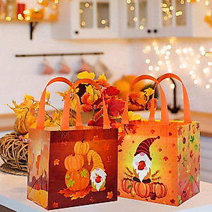 6 Pcs Thanksgiving Gift Bags with Handles, Non-Woven Fall Gift Bags, Reusable Tote Bags for Gifts Wrapping, Autumn Thanksgiving Fall Party Favor Supplies