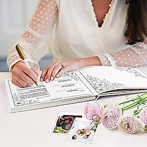 LotFancy Wedding Guest Book, 10x8’’ Sign in Book, 128 Pages Thick Paper with Gold Foil Hardcover, Personalized Keepsake for Reception, Baby Shower, Anniversary, Birthday