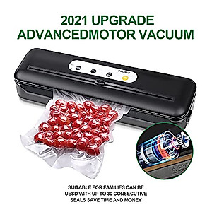 Cromify Vacuum Sealer Machine, Automatic Food Saver One-Touch Safe Operation 80kPa Strong Power, Dry Moist Modes, Kit of Rolls&Hose&Replaceable Bags