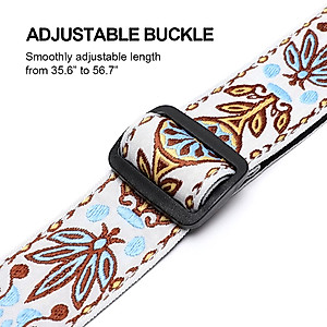 Ukulele Strap No Drill, IHOBOR Adjustable Double J Hook Uke Shoulder Strap, Premium Jacquard Dandelion Clip on Ukelele Strap, Easy to Use and Fit Most Standard Uke Sizes