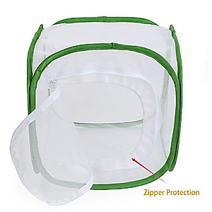 RESTCLOUD Insect and Butterfly Habitat Cage Terrarium Pop-up 12 X 12 X 12 Inches with Zipper Protection