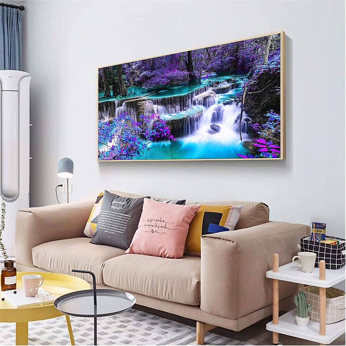 YALKIN 5D Diamond Painting Kits for Adults DIY Large Waterfall Full Round Drill (35.5 x 15.7 inch) Pictures Arts Paint Kits Diamond Painting Kits for Home Wall Decor