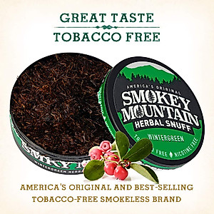 Smokey Mountain Herbal Long Cut – Wintergreen – 1 Can - Tobacco Free and Nicotine Free Snuff