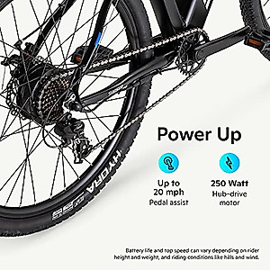 Schwinn Amalgam Adult Electric Bike, 18.5-Inch Hybrid Aluminum Frame, 7 Speed, 27.5-Inch Wheels, Matte Black