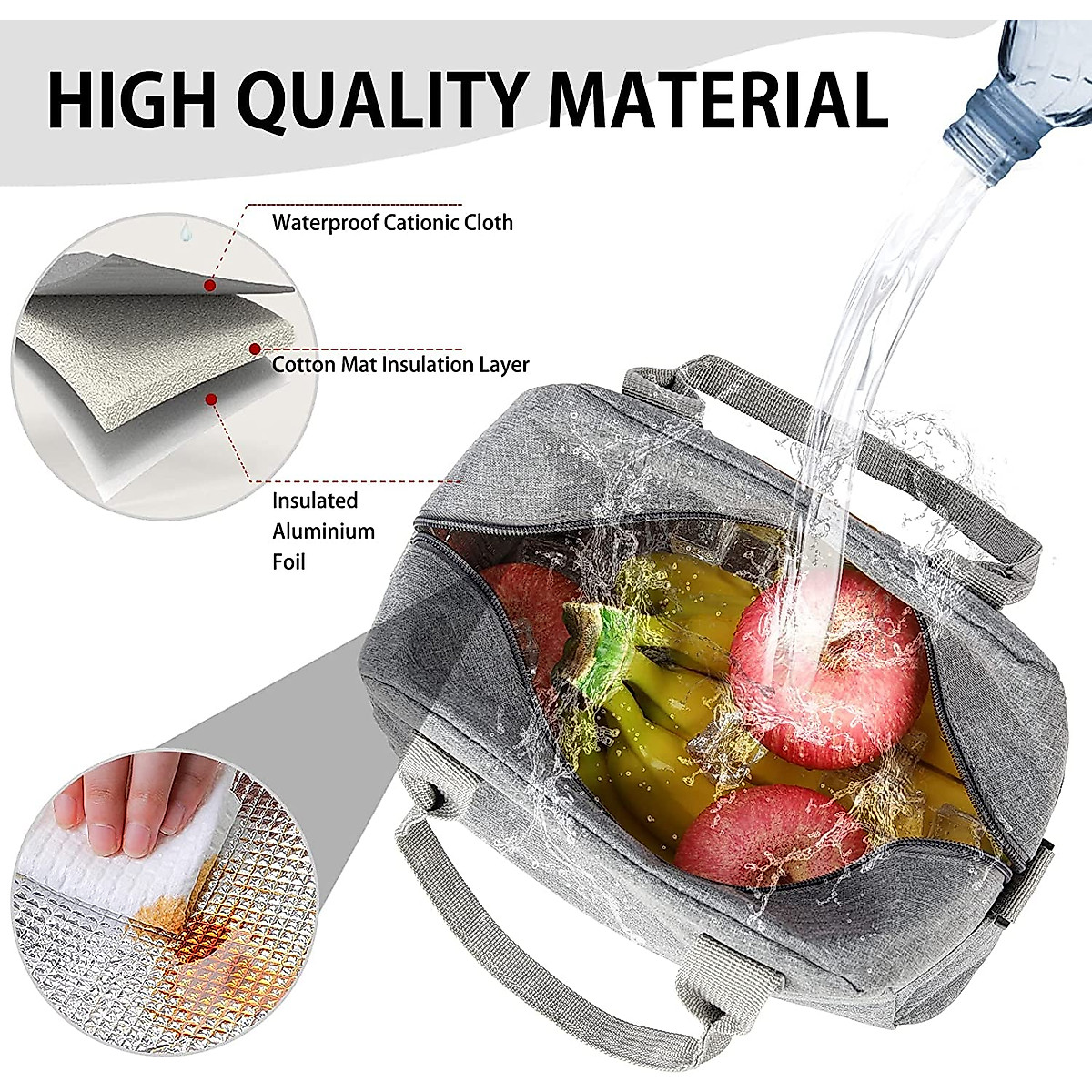 Insulated Lunch Bags for Women Men - Reusable Cooler Lunch Box for Office, Work, Picnic, Beach- Freezable Lunch Bag Organizer for adults - Leakproof lunch bag with adjustable shoulder strap.