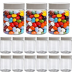 Accguan 15Pack 4oz Plastic Jar Storage Container with White Lids Airtight Clear Wide-mouth Slime Storage Jars for Cosmetic Cream Light Clay