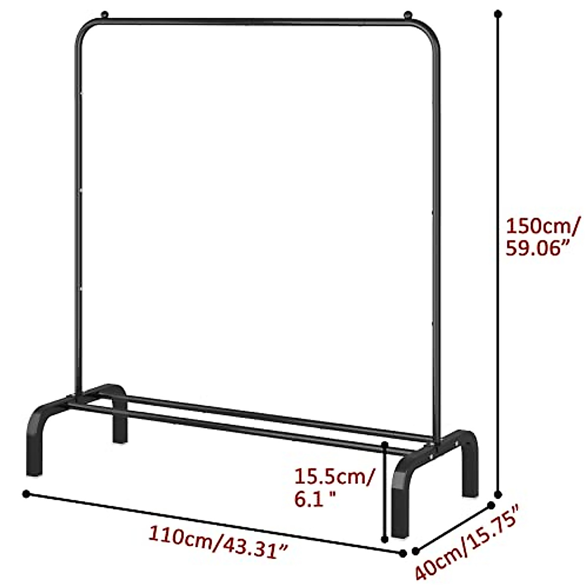 OTROUWORHT Clothes Rack Metal Clothing Rack with Bottom Shelf Garment Rack for Hanging Clothes Shirts Jeans and Coats Black