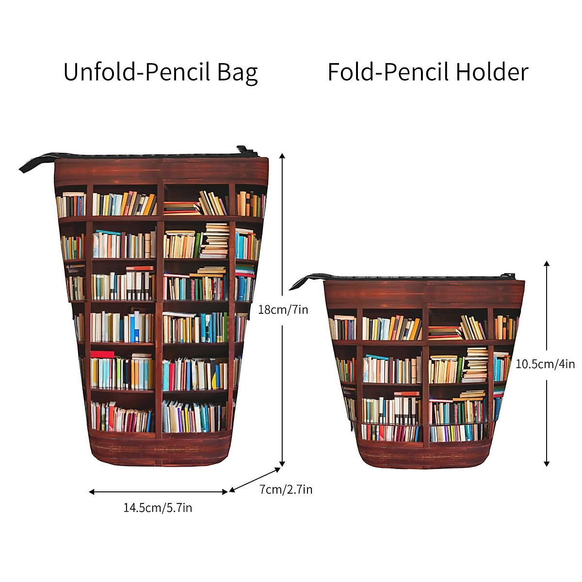 YQxwJL Books Print Telescopic Pencil Bag Pen Holder Stationery Case Stand Up Pencil Case Organizer For Adult