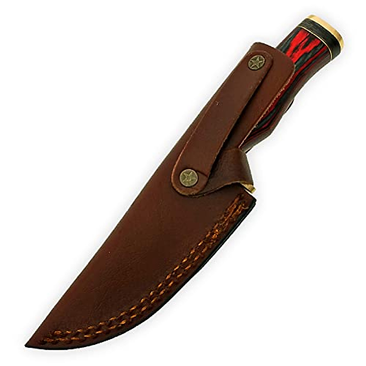 Custom Handmade Damascus Steel Hunting Knife/Skinning Knife SS-17452 (Red & Black Wood) (Red)