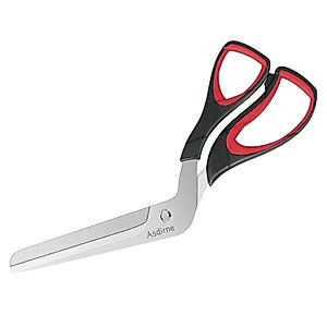 Asdirne Pizza Scissors, Pizza Cutter with Ultra Sharp Detachable Blade and Ergonomic Soft Grip, 10.3Inch, Black&Red