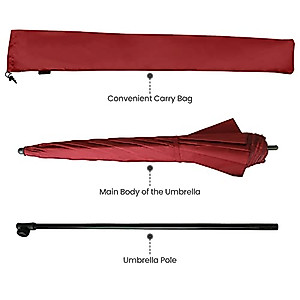 AMMSUN 6.5 x 4.2ft Rectangular Patio Umbrella Outdoor Market Table Umbrella Steel Pole and Ribs Push Button Tilt, Maroon