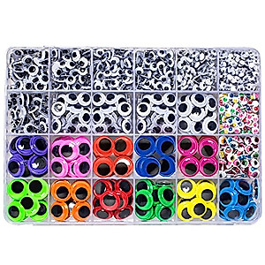 1700pcs Googly Wiggle Eyes Self Adhesive, for Craft Sticker Eyes Multi Colors and Sizes for DIY by ZZYI