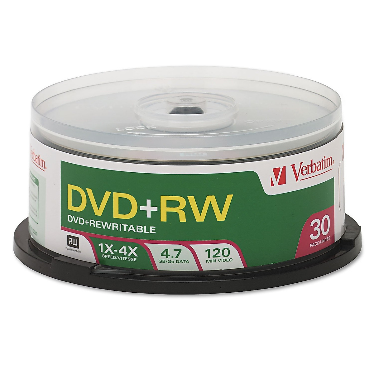 Verbatim DVD+RW Discs 4.7GB 4x Spindle 30/Pack VER94834