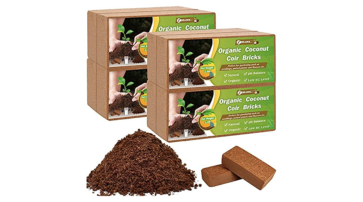 ZeeDix Organic Coco Coir Bricks for Gardening - 8 Pcs