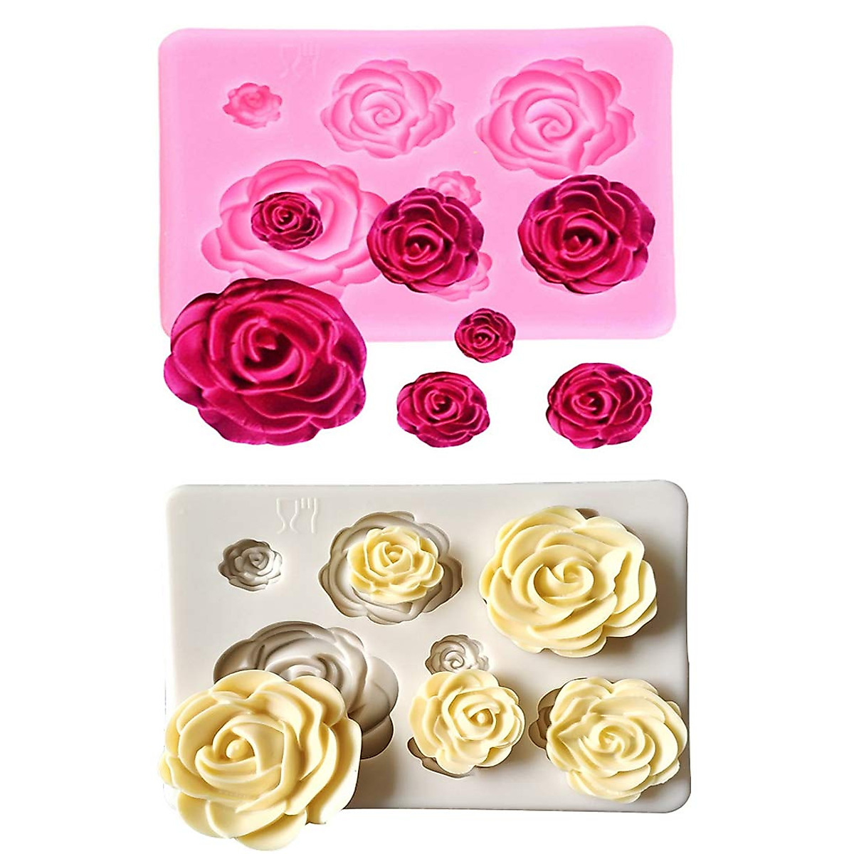 2PCS Rose Flowers silicone molds Cake Chocolate Mold wedding Cake Decorating Tools Fondant Sugarcraft Cake Molds