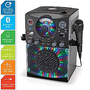 Singing Machine SML385UBK Bluetooth Karaoke System with LED Disco Lights, CD+G, USB, and Microphone, Karaoke Machine for Kids and Adults, Black [Amazon Exclusive]