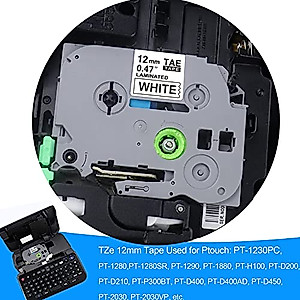 Compatible Label Tape Replacement for Brother TZe-231/431/531/631/731 Laminated P Touch Label Maker Tape, Black on White/Red/Yellow/Blue/Green 12mm x 8m ,8 Pack