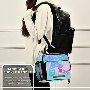 ALAZA Mermaid Girls Lunch Box Insulated Lunchbox Kids Girl Lunch Bag Portable Reusable Lunch Cooler Bag with Strap