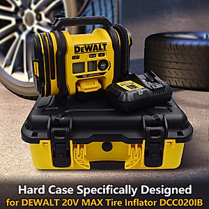 Air Compressor Case for DEWALT 20V MAX Tire Inflator DCC020IB - Waterproof, Dustproof, Shockproof Air Pump Hard Storage Carrying Bag for DEWALT Tools, Battery & Charger - Case Only