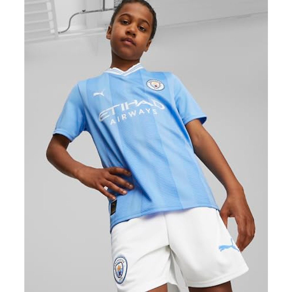 Manchester City FC Kids 2023/24 Home Soccer Jersey - Team Light Blue - Size: L